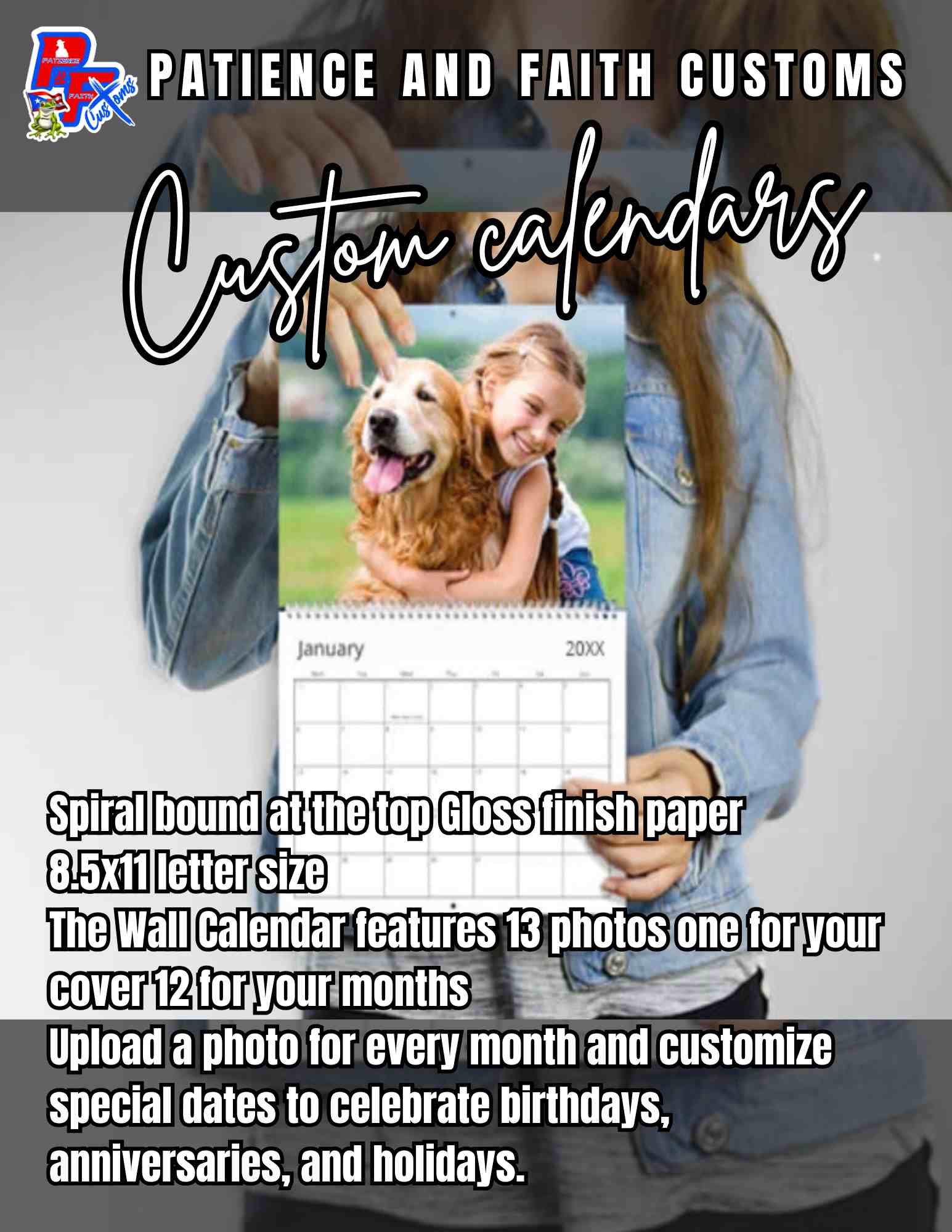Custom 12 Month Calendar – Patience and Faith Customs
